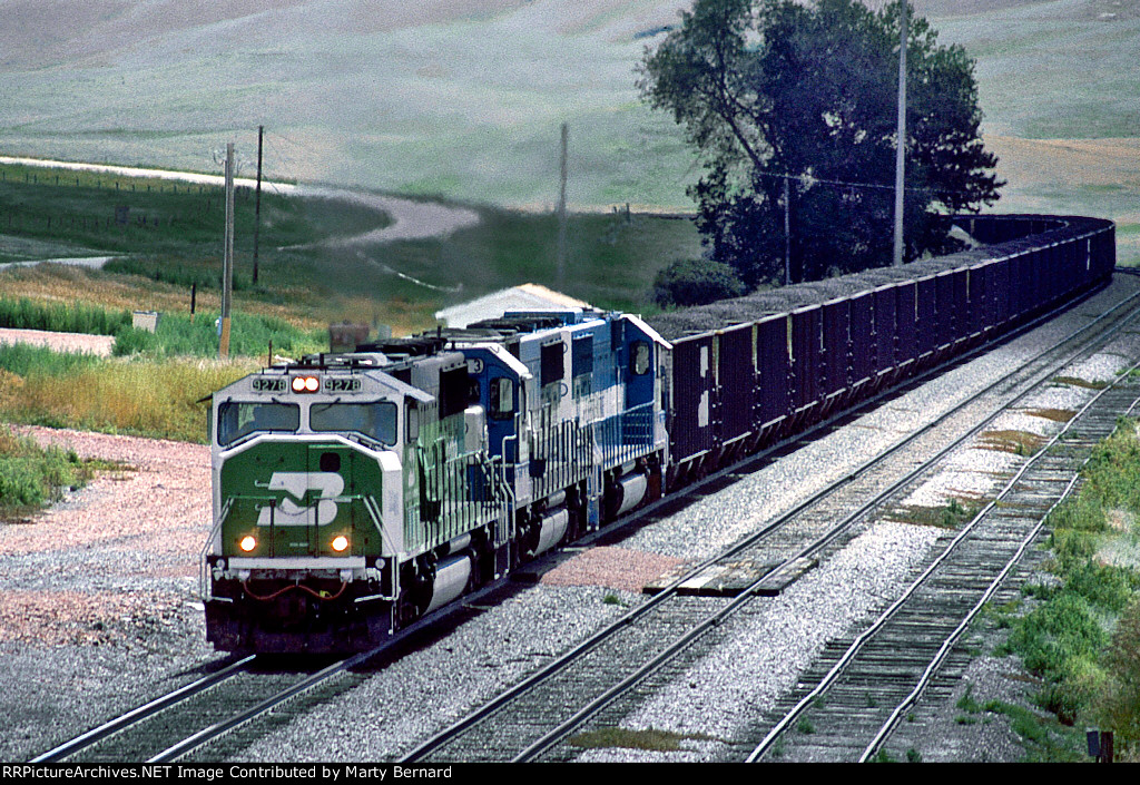 BNSF 9278 and EMDX 3 and 9002 With Powder River Coal